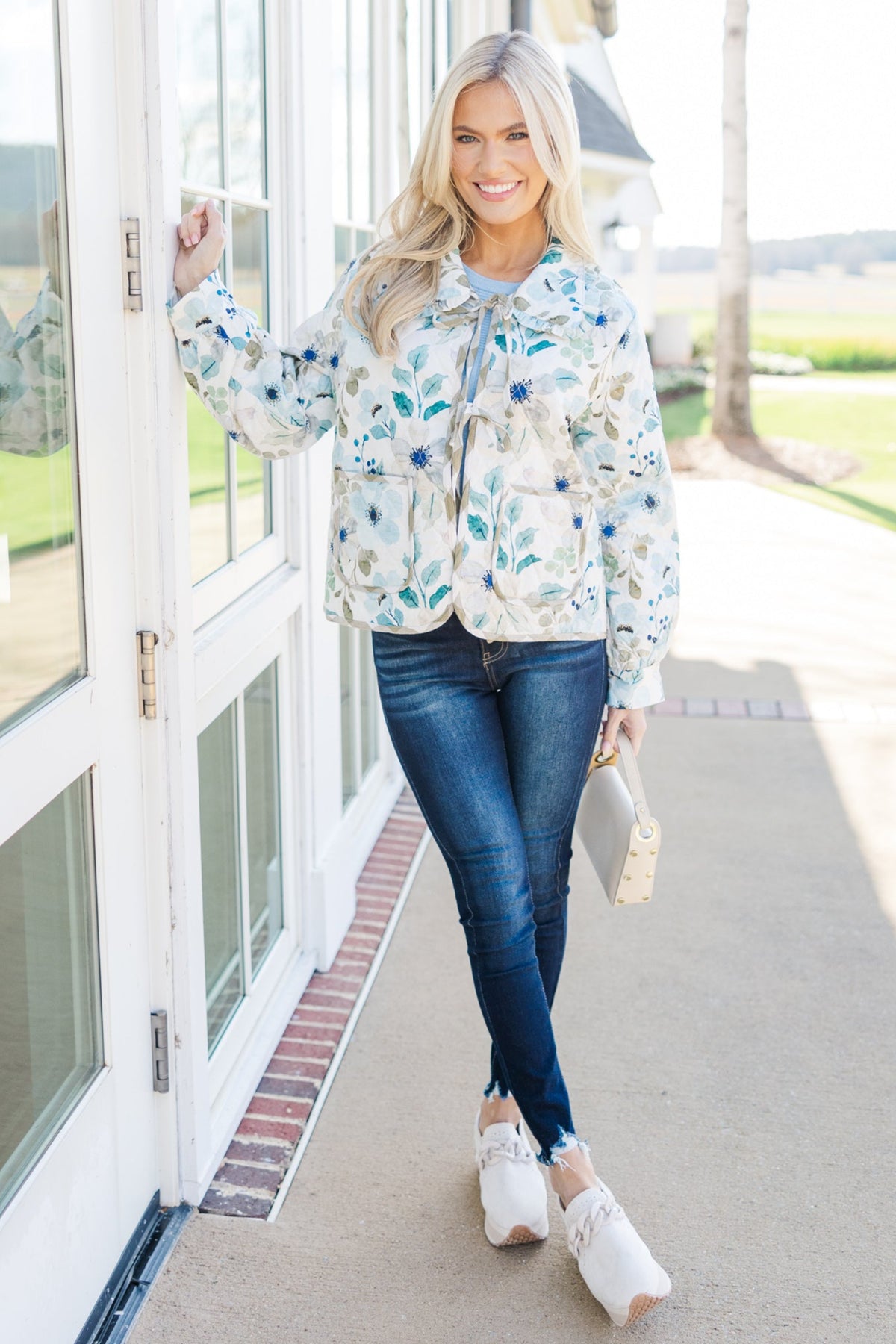 Step Up Blue Floral Quilted Jacket – Shop the Mint