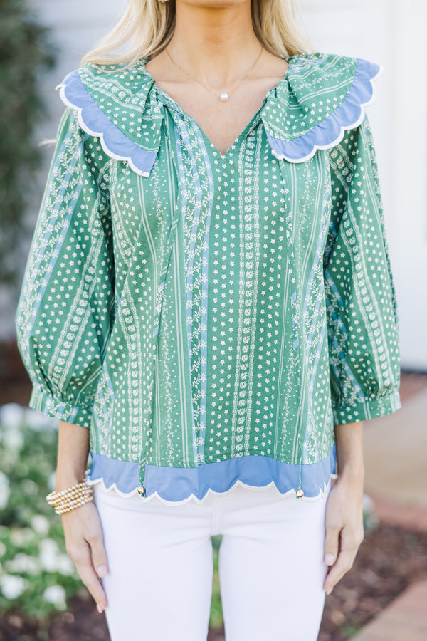 Focus On You Forest Green Striped Blouse – Shop the Mint
