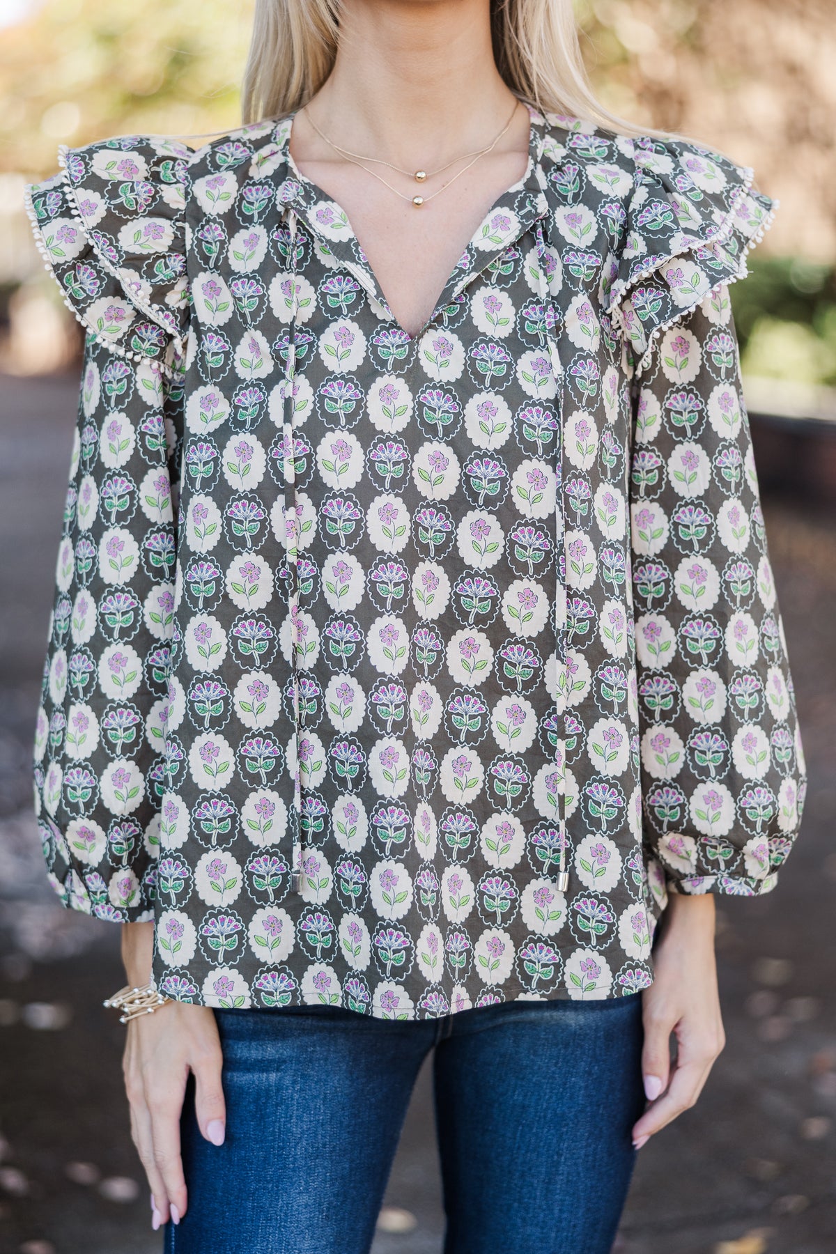 Stay On Schedule Brown Medallion Print Blouse – Shop the Mint