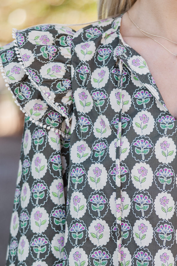 Stay On Schedule Brown Medallion Print Blouse – Shop the Mint