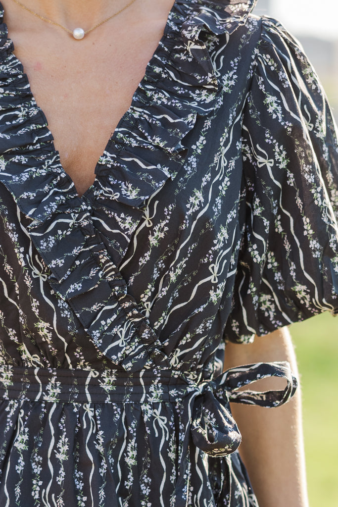 What To Say Black Ditsy Floral Dress – Shop the Mint