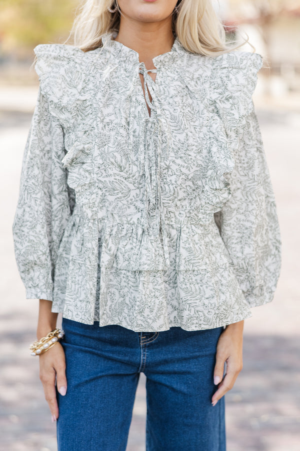 Gather Round Olive Green Toile Blouse – Shop the Mint