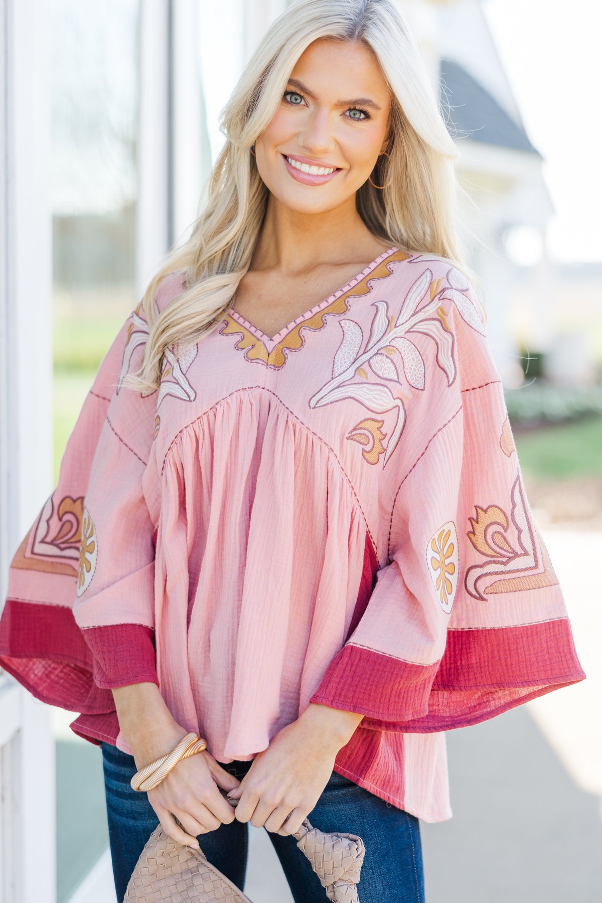 What You Love Rose Pink Embroidered Blouse – Shop the Mint