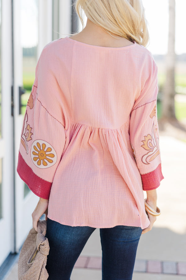 What You Love Rose Pink Embroidered Blouse – Shop the Mint
