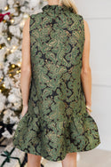 THML: On Your Best Behavior Green Brocade Dress – Shop the Mint