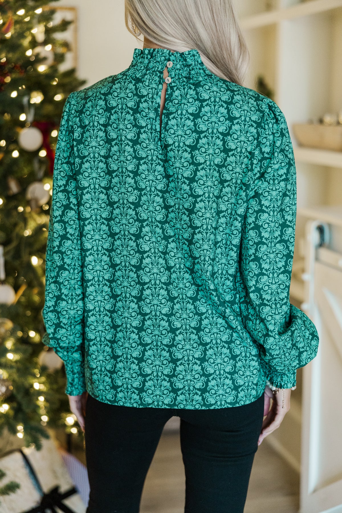 All I Need Emerald Damask Print Blouse – Shop the Mint