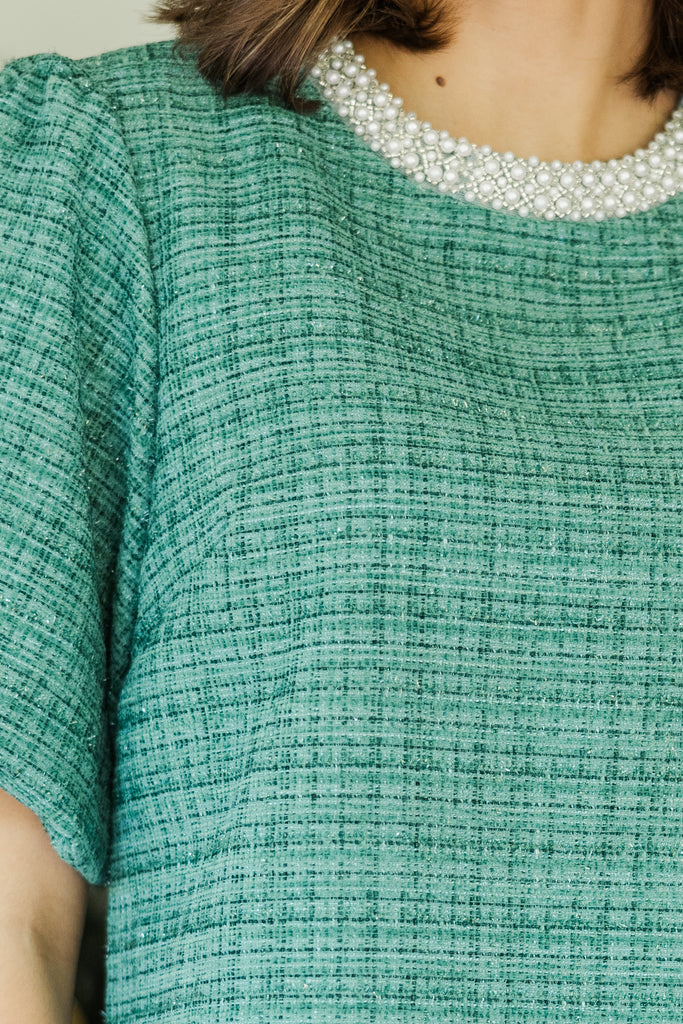 Calling On You Green Tweed Blouse – Shop the Mint