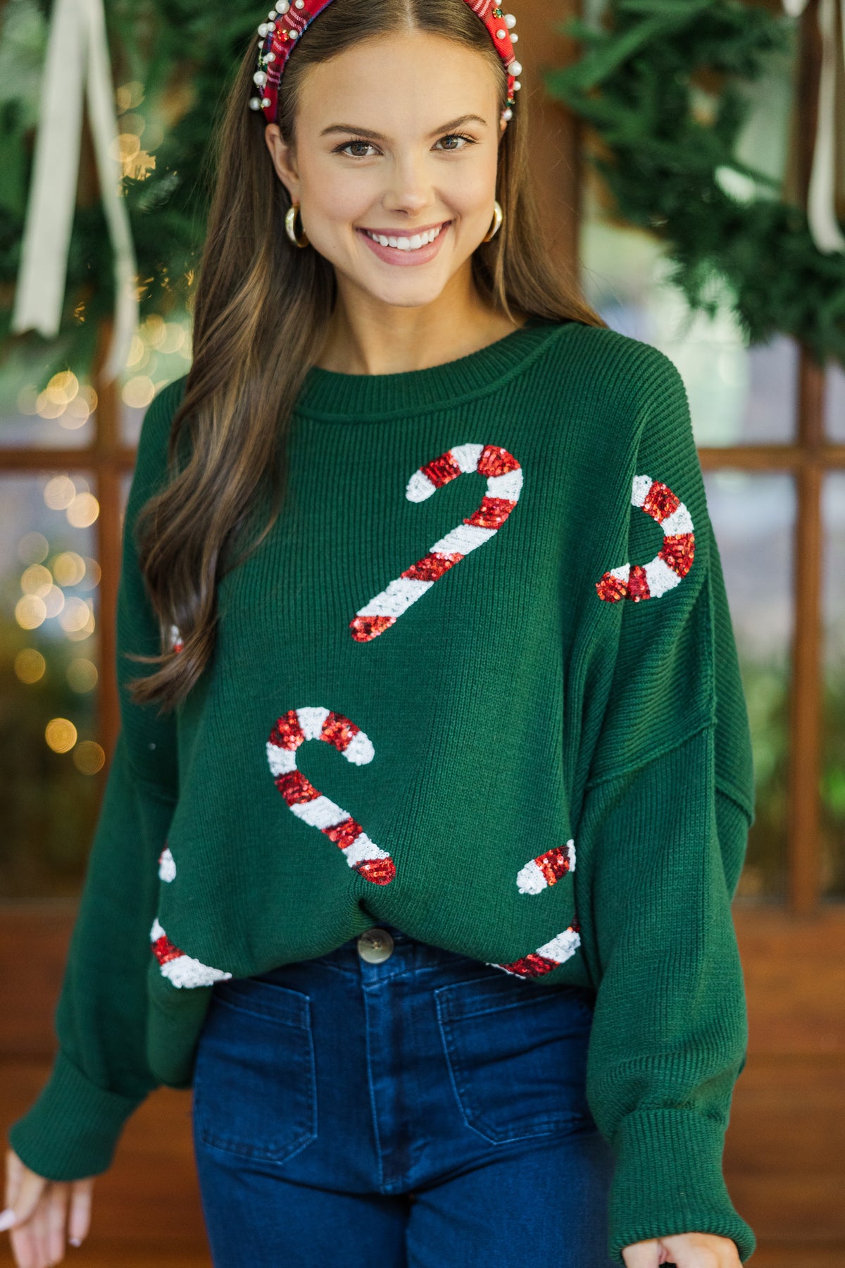 Sweet Tooth Emerald Green Candy Canes Sweater – Shop the Mint