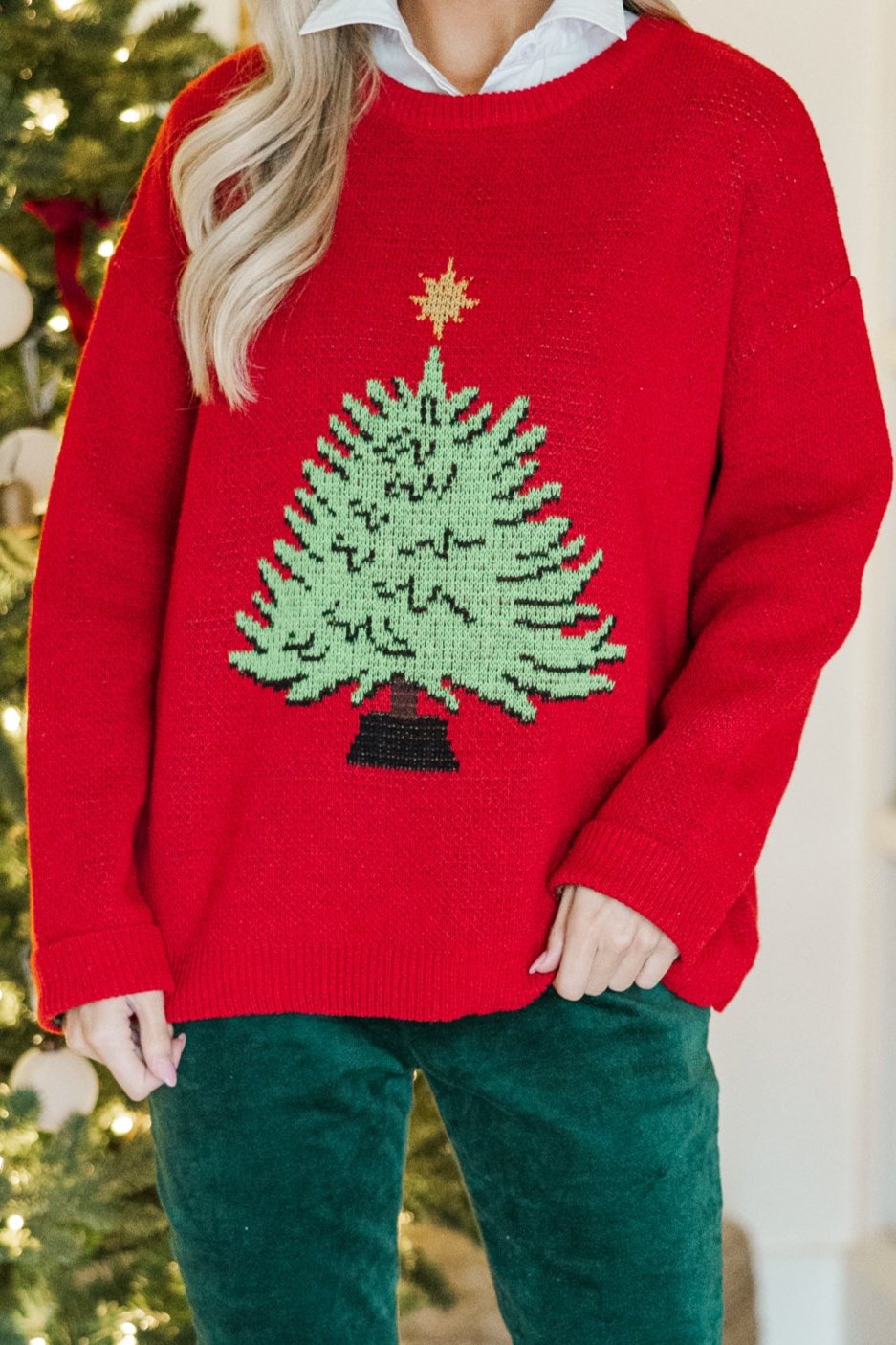 Home For The Holidays Red Christmas Tree Sweater – Shop the Mint