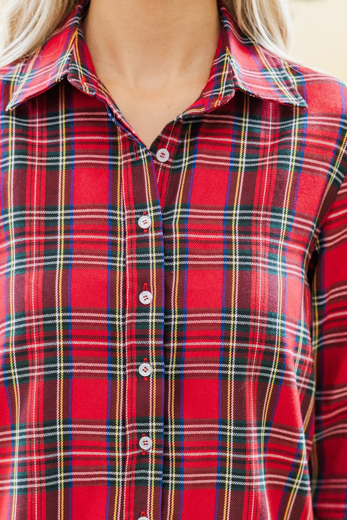 Just For You Red Tartan Plaid Button Down Blouse – Shop the Mint