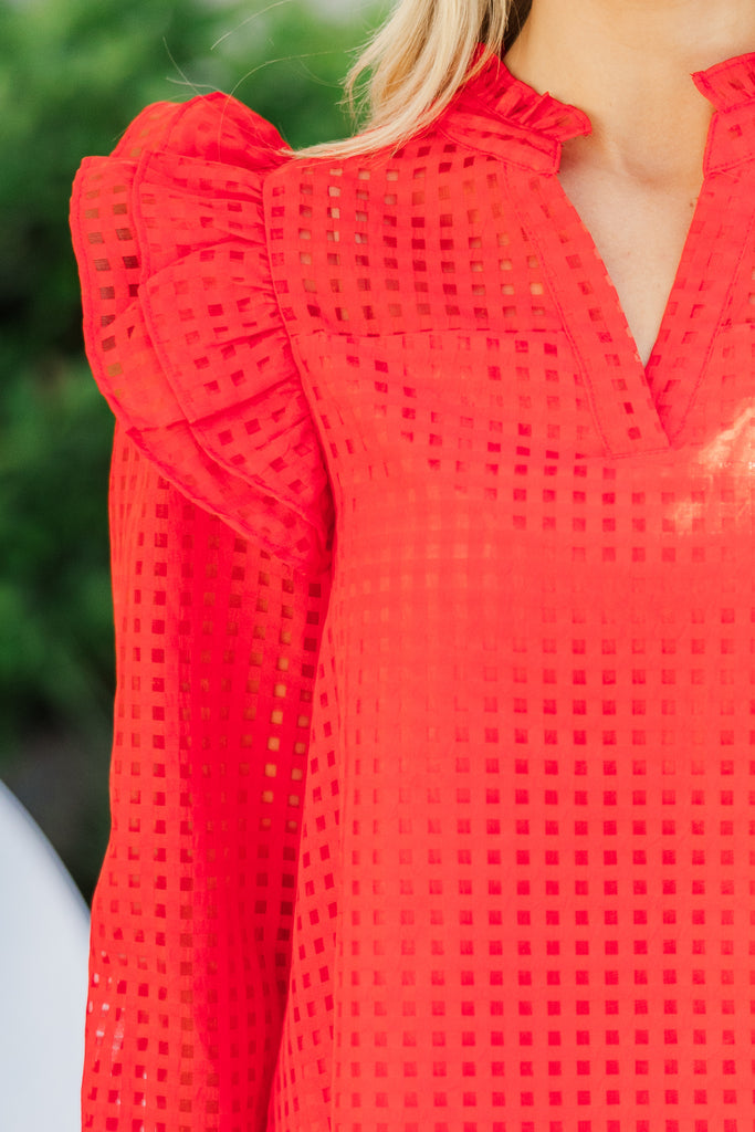 Just For You Red Textured L/S Blouse – Shop the Mint