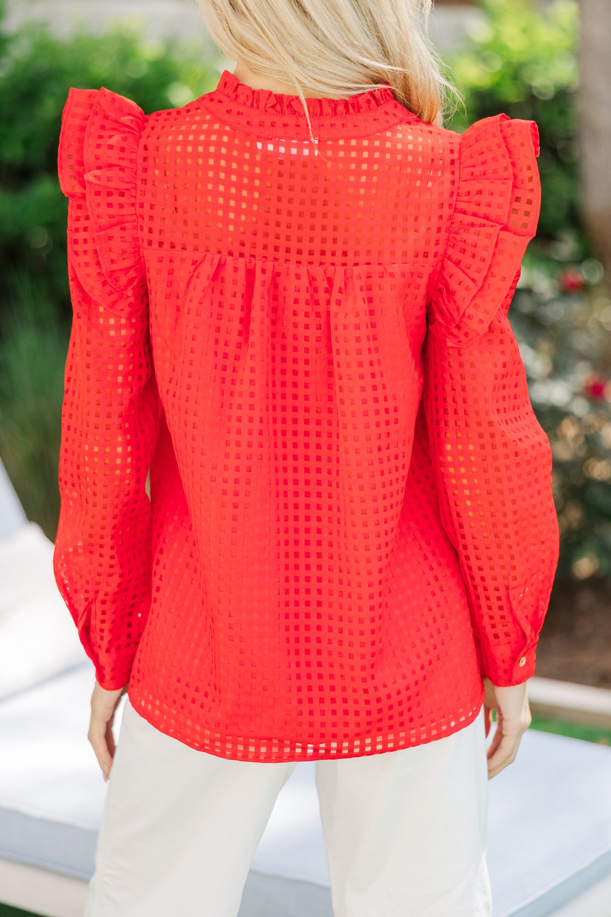 Just For You Red Textured L/S Blouse – Shop the Mint