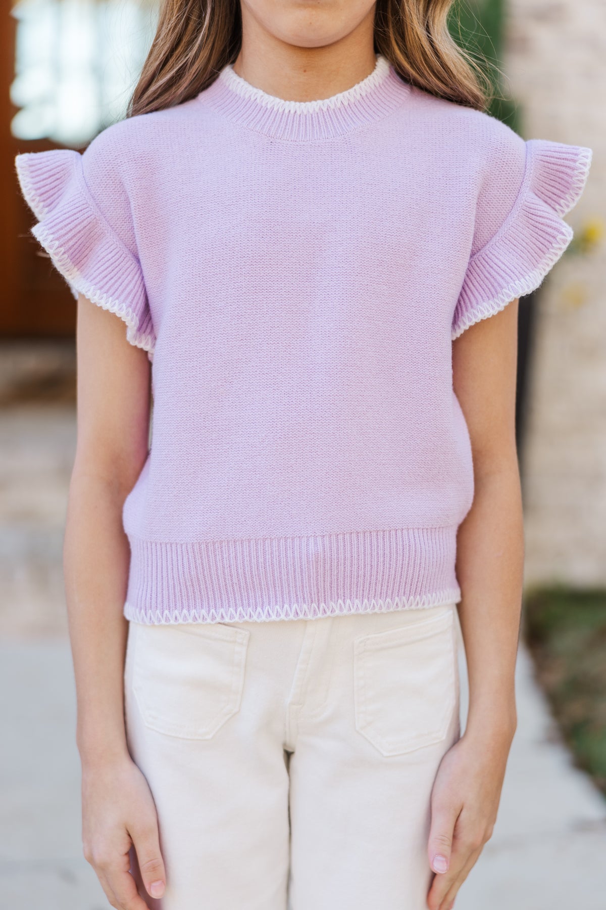Girls: It's All For You Lavender Ruffled Knit Top – Shop the Mint