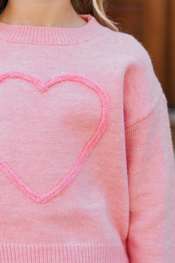 Girls: With Love Pink Heart Sweater – Shop the Mint