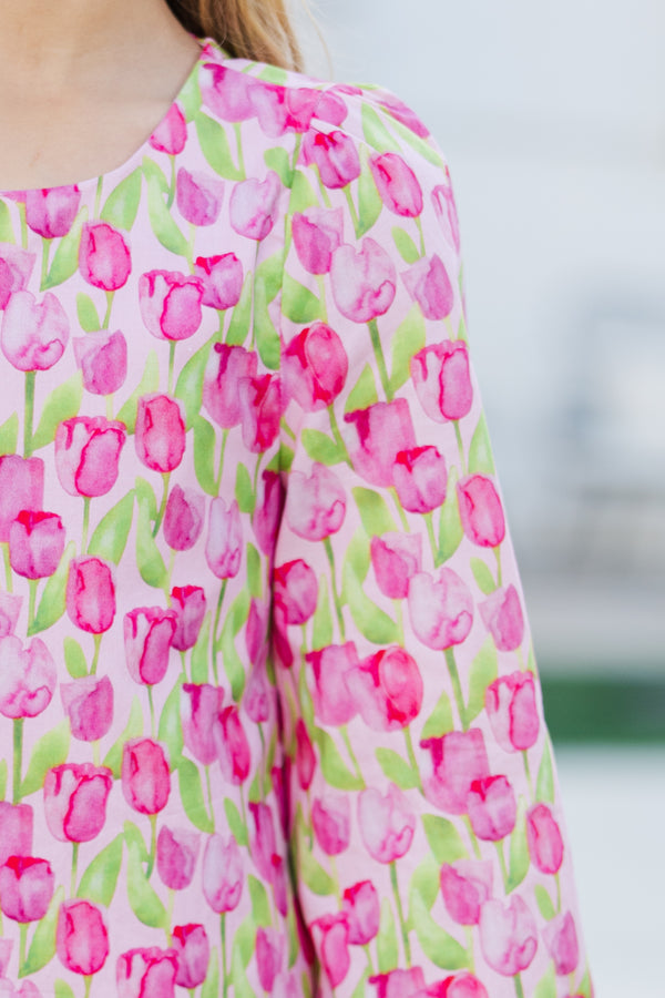 Girls: The Kristy Pink Floral Drop Waist Dress – Shop the Mint