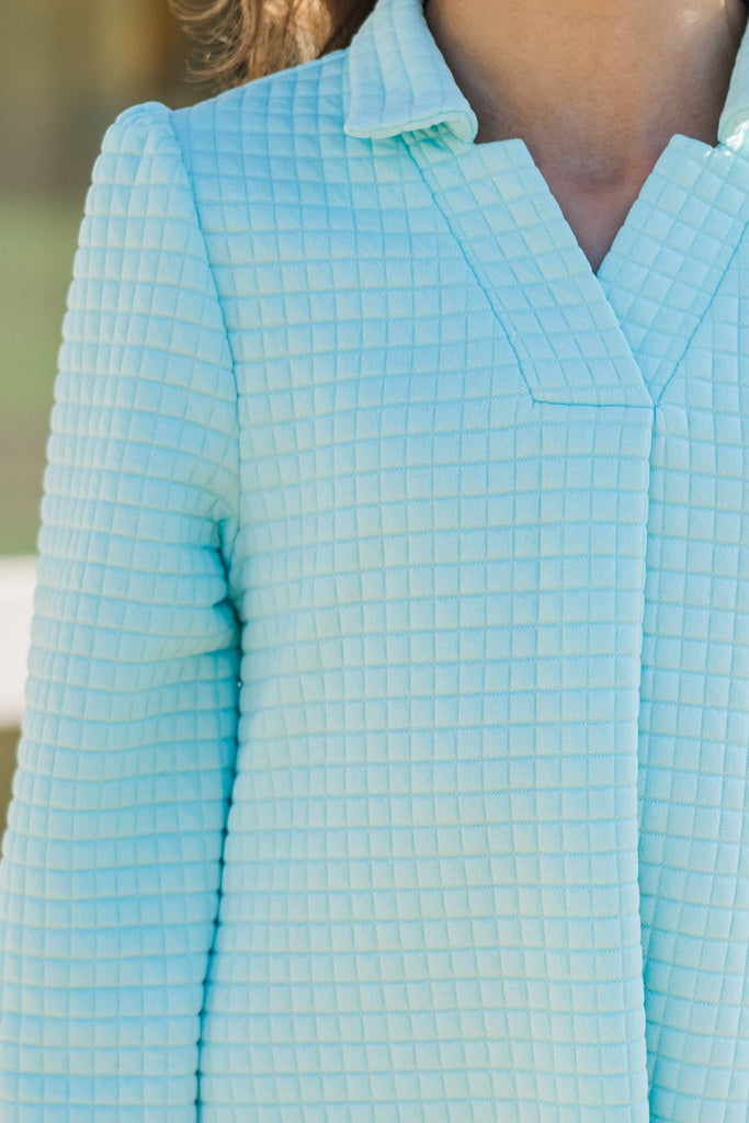 Girls: Nice To See You Light Blue Textured L/S Dress – Shop the Mint