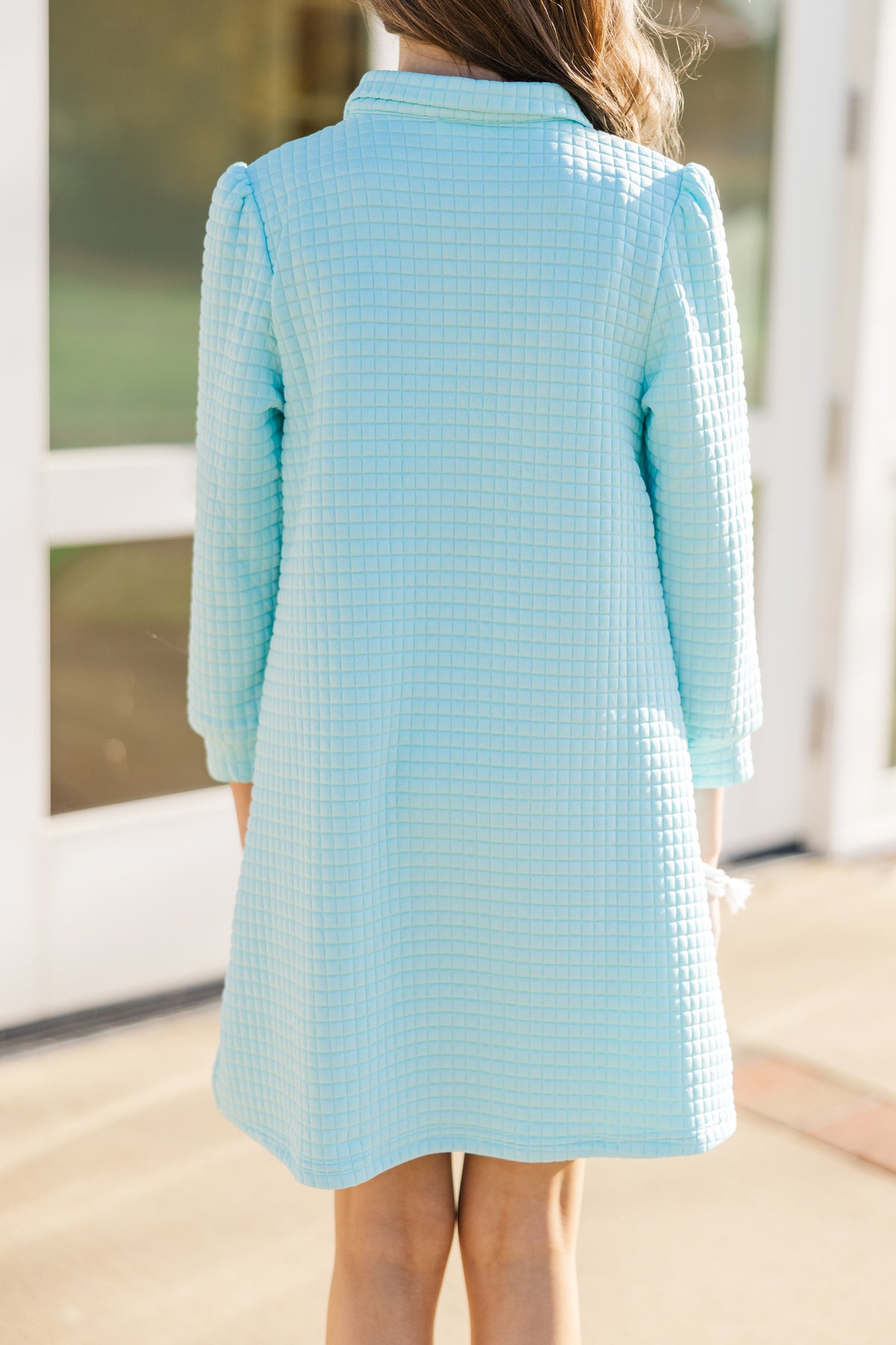 Girls: Nice To See You Light Blue Textured L/S Dress – Shop the Mint
