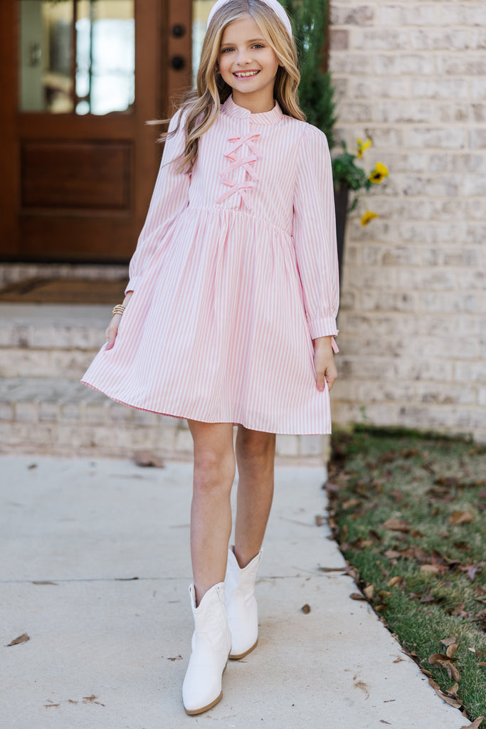 Girls: The Audrey Pink Striped L/S Dress – Shop the Mint