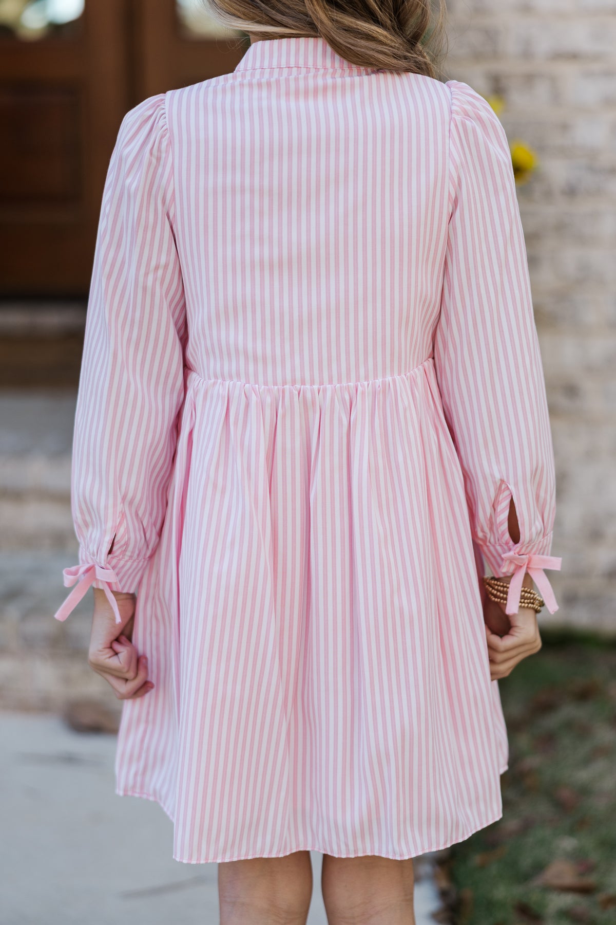 Girls: The Audrey Pink Striped L/S Dress – Shop the Mint