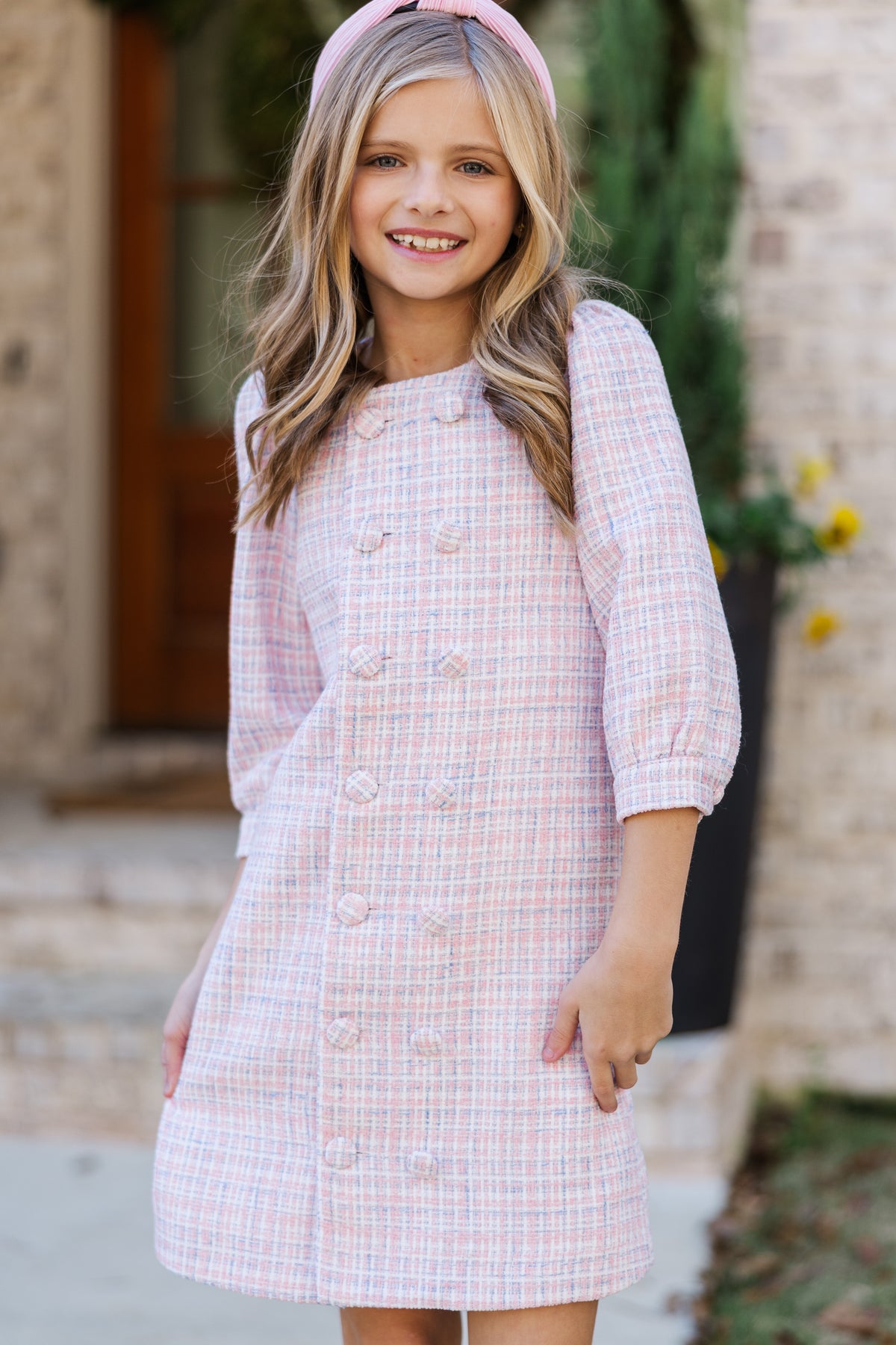 Girls: The Vivian Pink Tweed Shift Dress – Shop the Mint