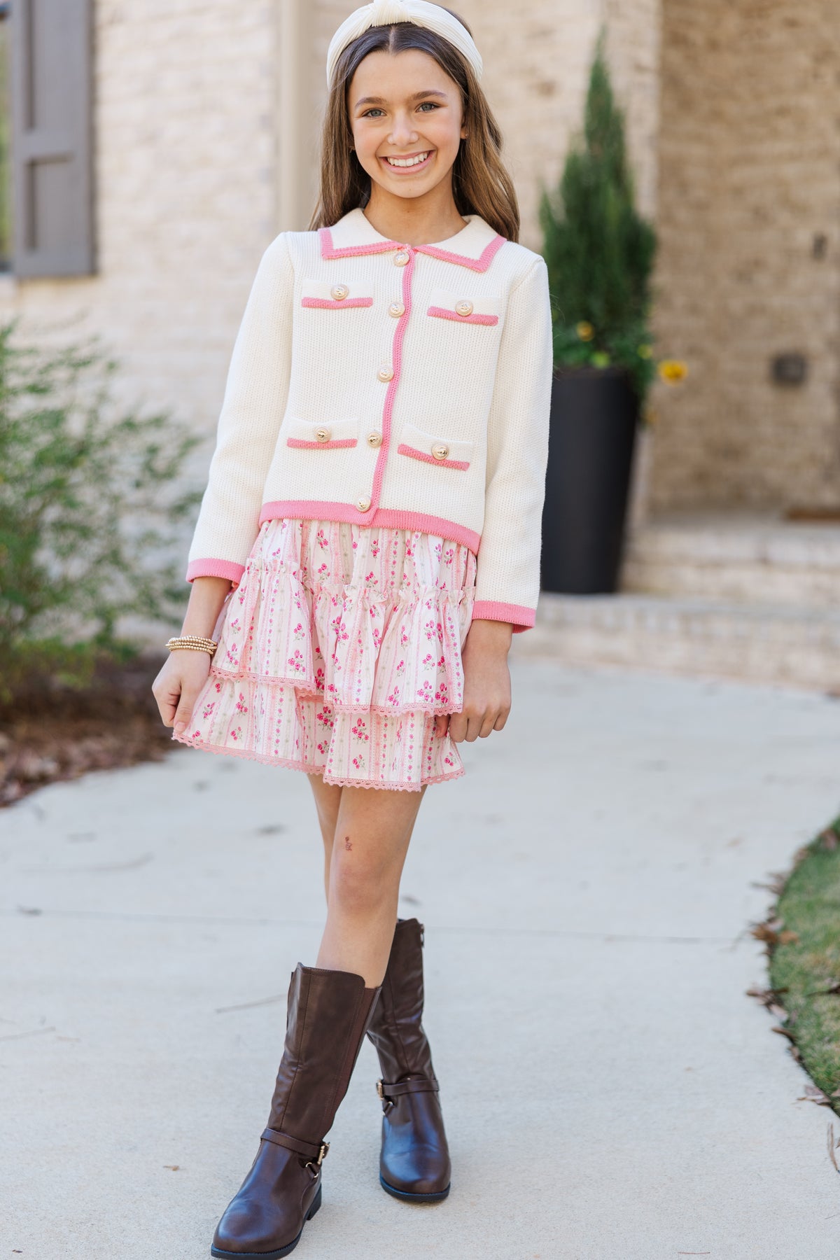 Girls: The Natalie Cream Button Down Cardigan – Shop the Mint