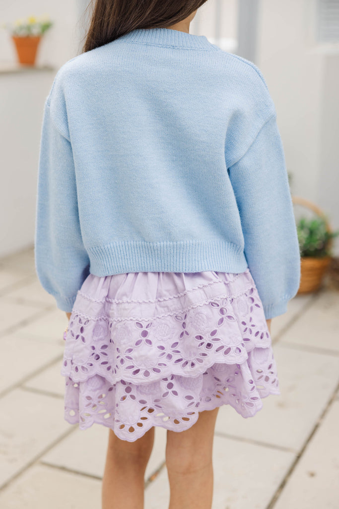 Girls: Feeling Just Fine Light Blue Floral Sweater – Shop the Mint