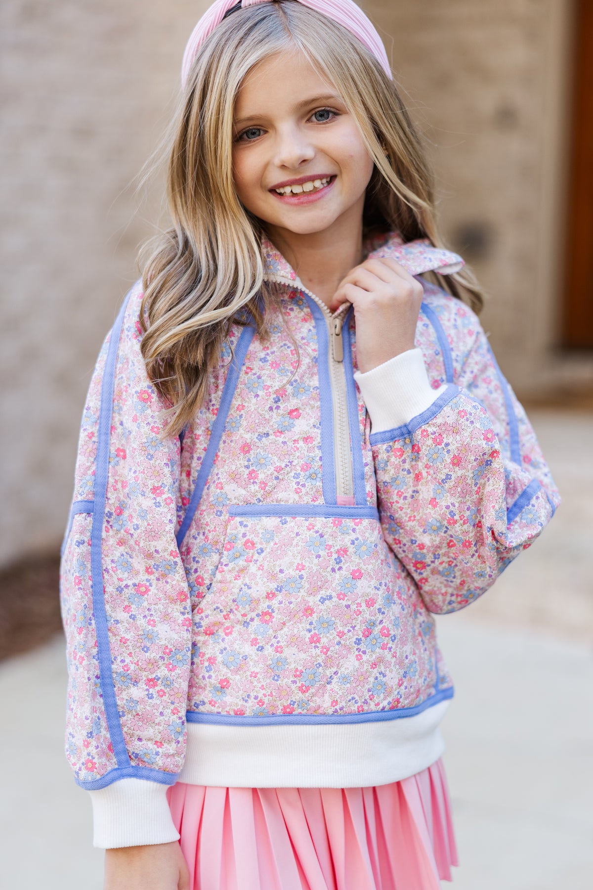 Girls: Always Direct Pink Ditsy Floral Quilted Pullover – Shop the Mint