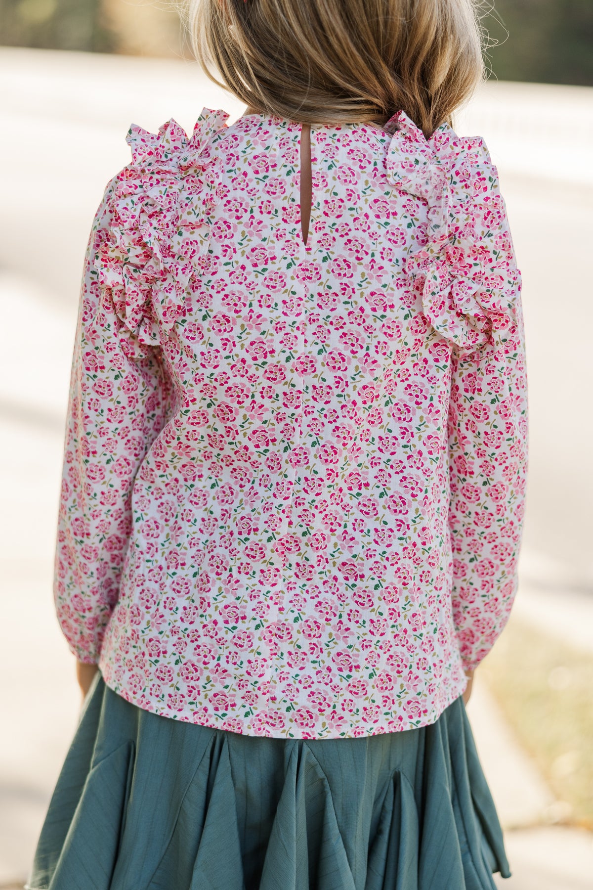 Girls: The Colleen Pink Floral Ruffled Blouse – Shop the Mint