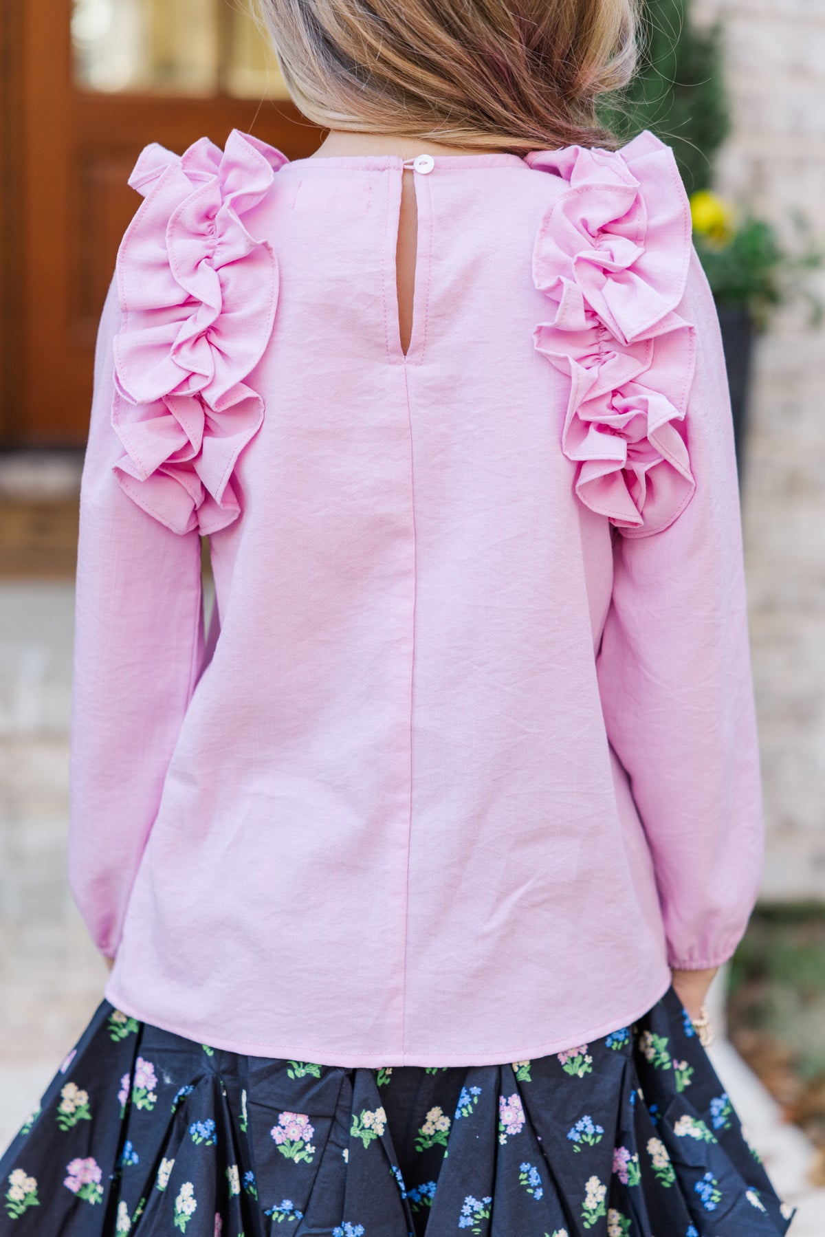 Girls: The Colleen Pink Ruffled Blouse – Shop the Mint