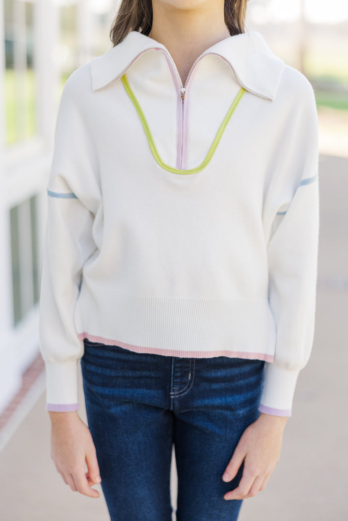 Girls: The Brooke White Colorblock Sweater – Shop the Mint