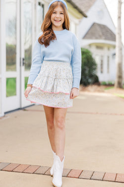 Girls: Sweet Dreams Light Blue Ditsy Floral Ruffled Skort – Shop the Mint