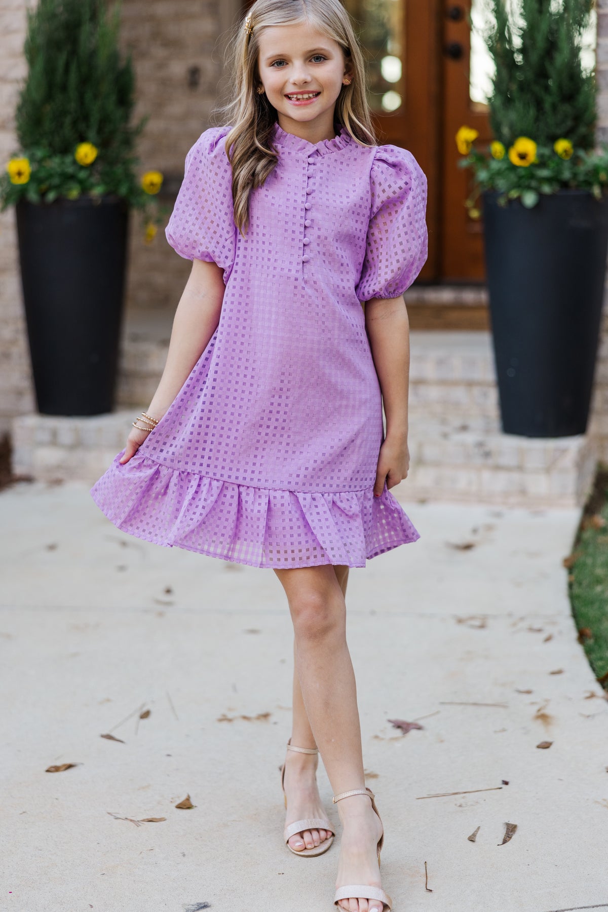 Girls: The Tina Lavender Purple Textured Dress – Shop the Mint