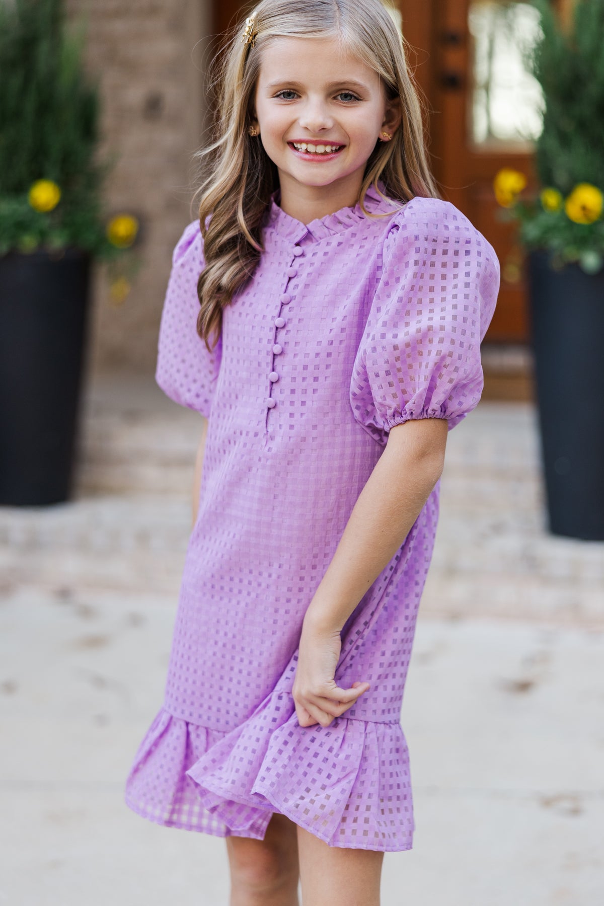 Girls: The Tina Lavender Purple Textured Dress – Shop the Mint