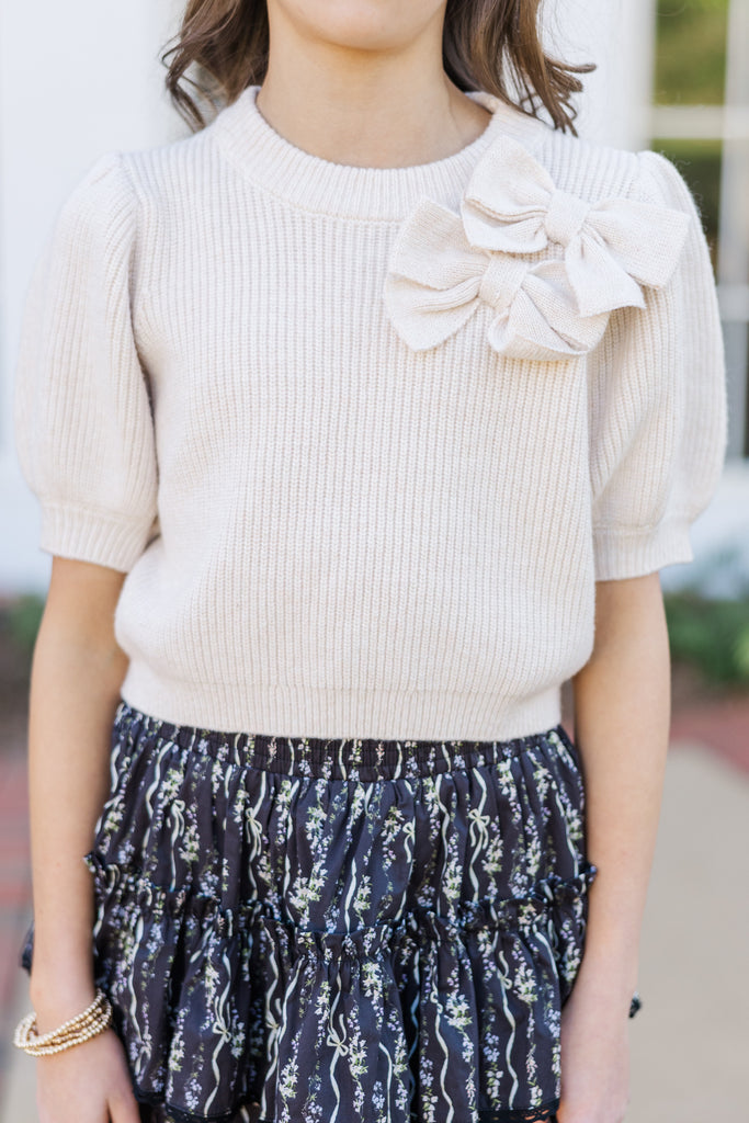 Girls: The Charlotte Cream Bow Sweater – Shop the Mint