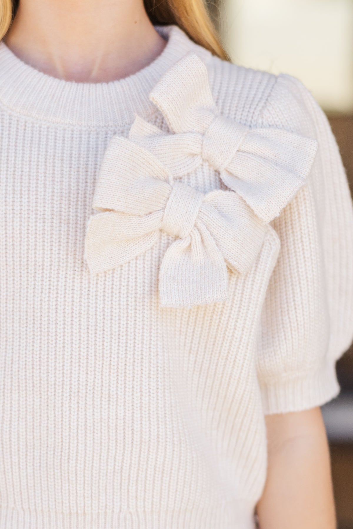 Girls: The Charlotte Cream Bow Sweater – Shop the Mint