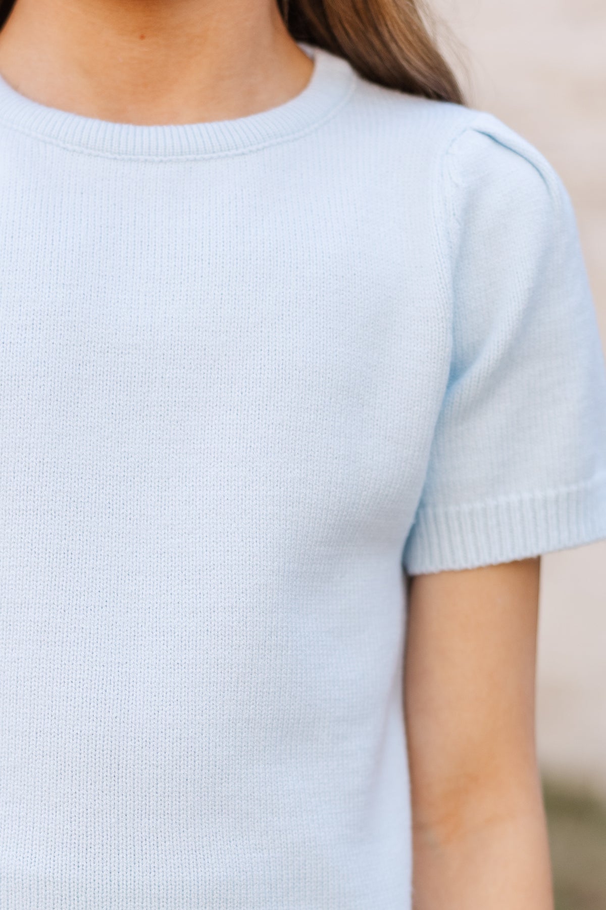 Girls: Work Of Art Light Blue Short Sleeve Sweater – Shop the Mint