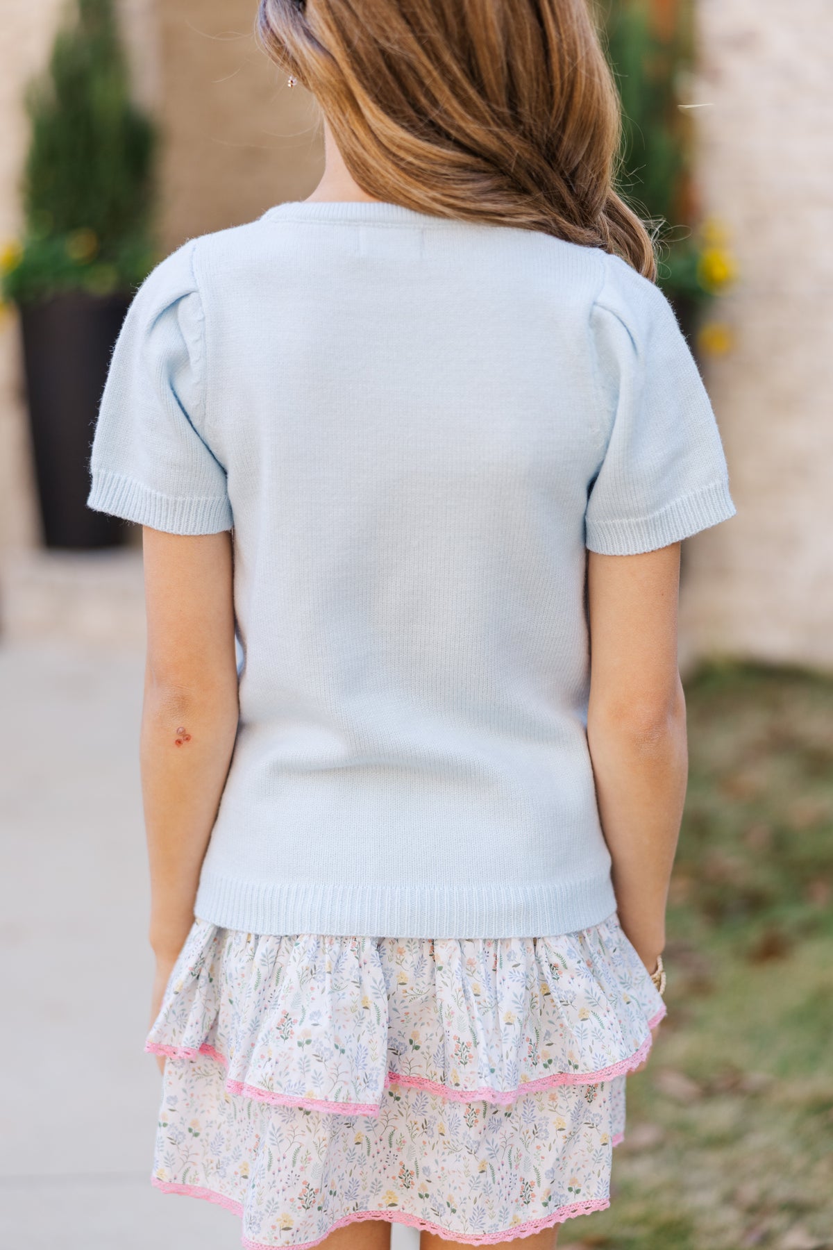 Girls: Work Of Art Light Blue Short Sleeve Sweater – Shop the Mint
