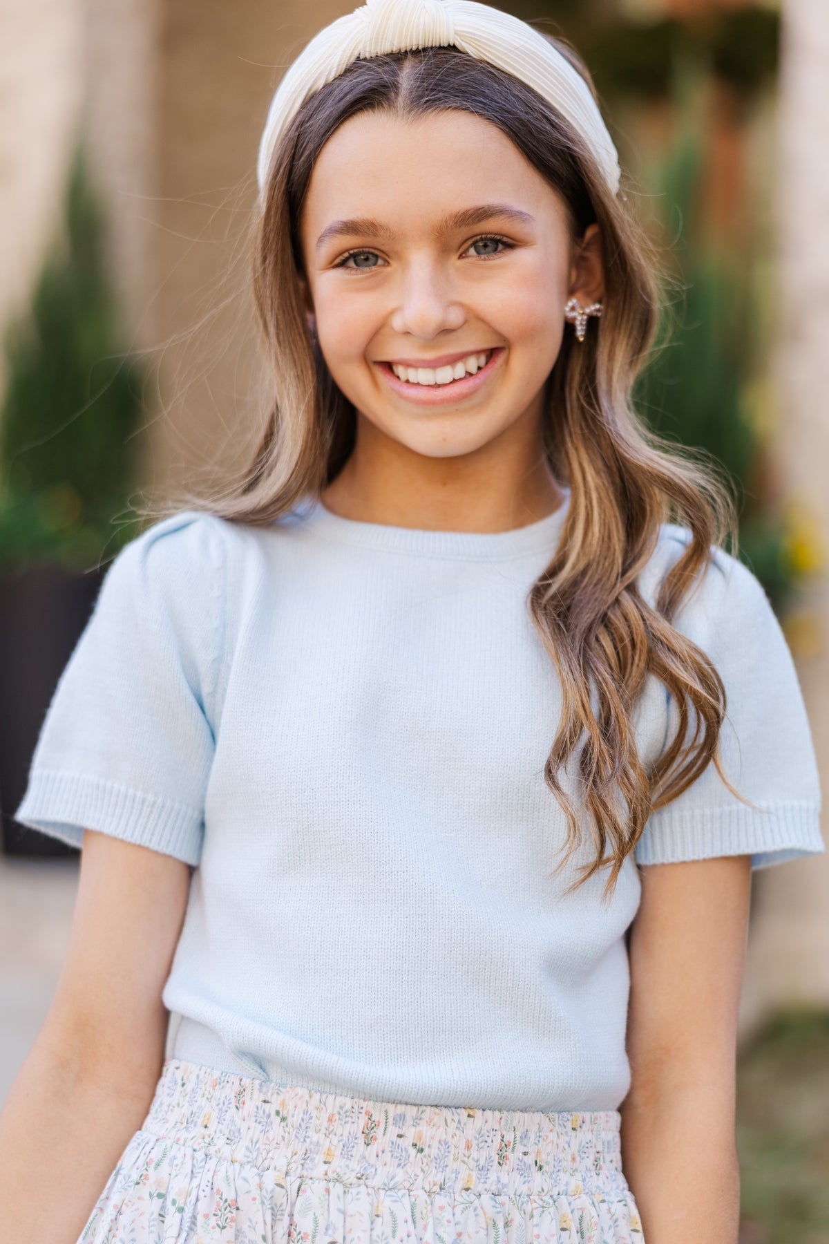 Girls: Work Of Art Light Blue Short Sleeve Sweater – Shop the Mint