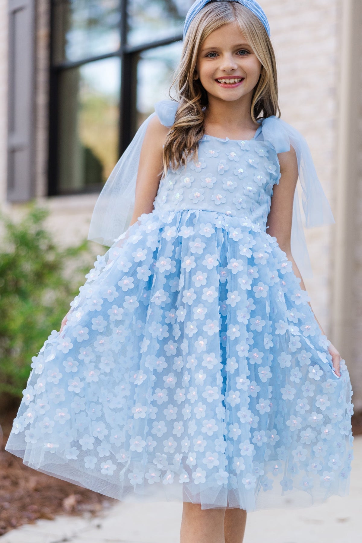 Girls: The Gracie Blue Floral Tulle Dress – Shop the Mint