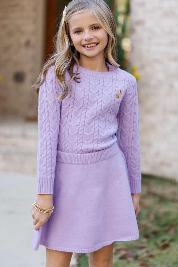 Girls: The Mallory Lavender Bunny Cable Knit Sweater – Shop the Mint
