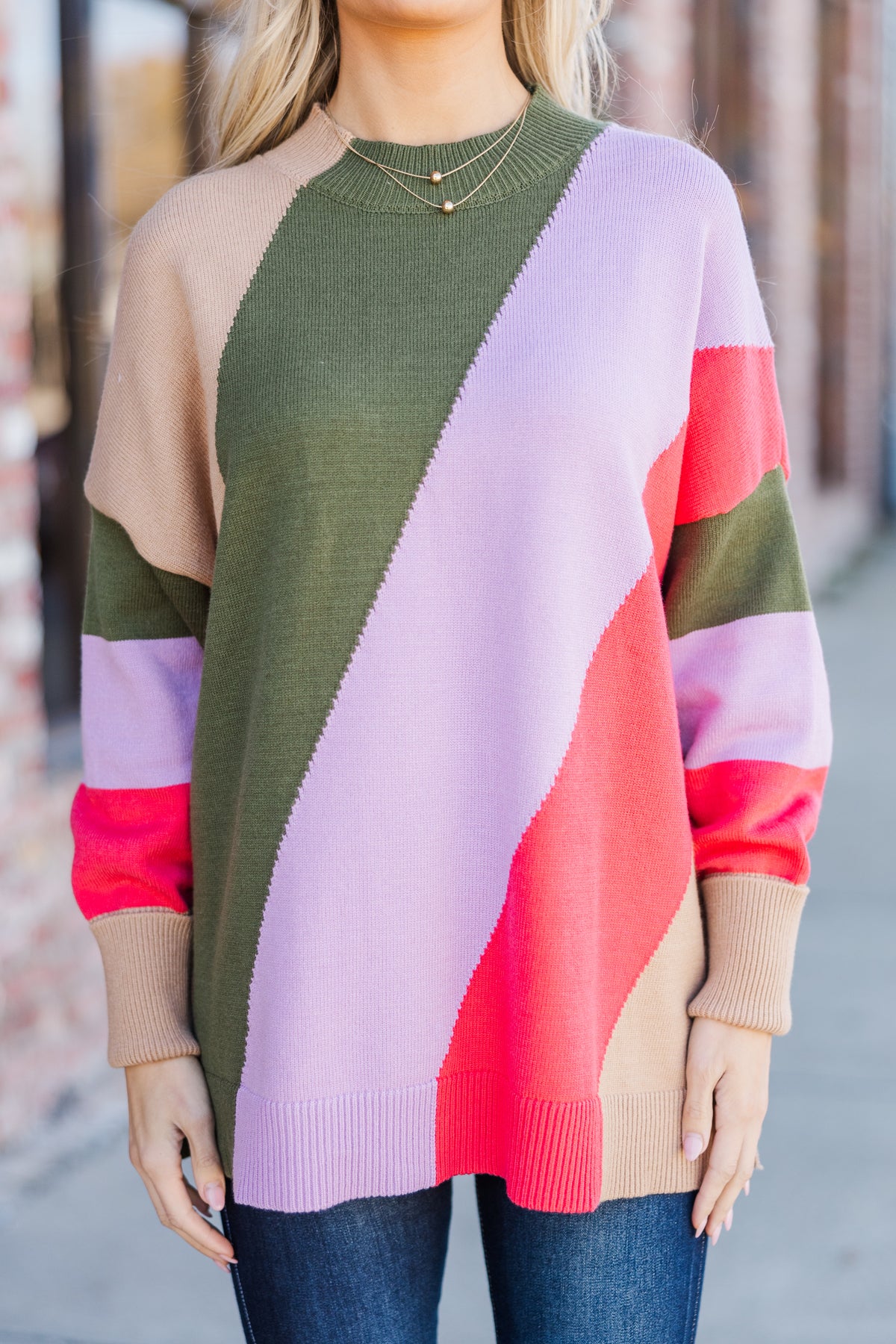 A Perfect Love Fuchsia Pink Colorblock Sweater – Shop the Mint