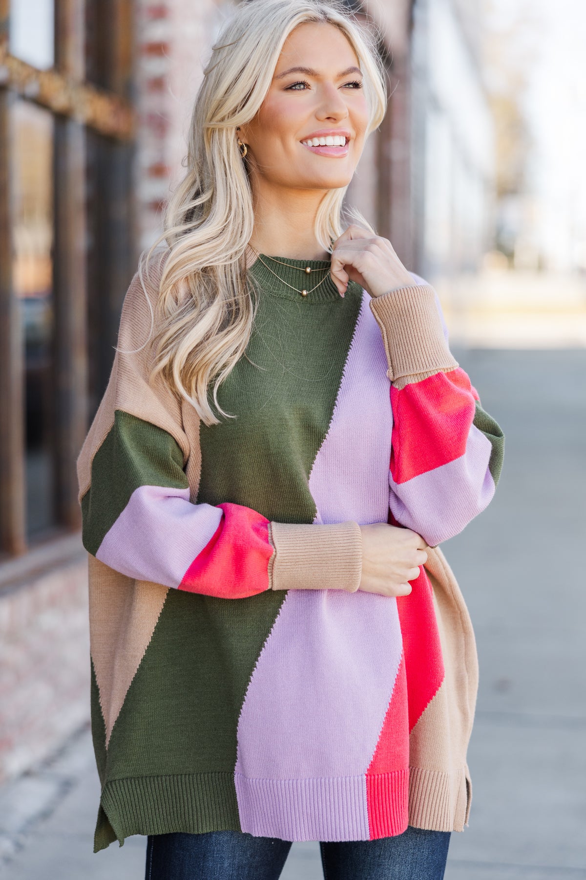 A Perfect Love Fuchsia Pink Colorblock Sweater – Shop the Mint
