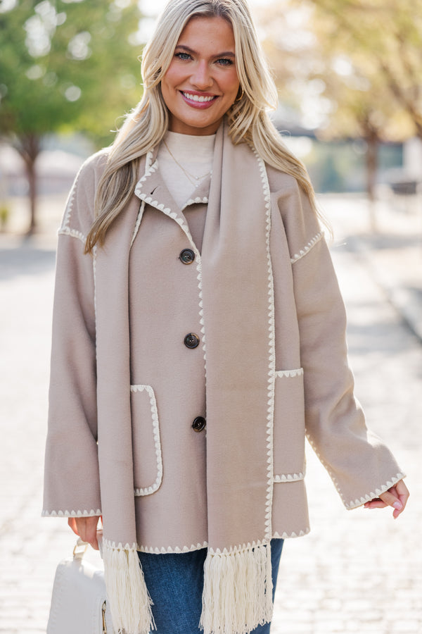 Better Together Camel Contrast Stitched Jacket – Shop the Mint