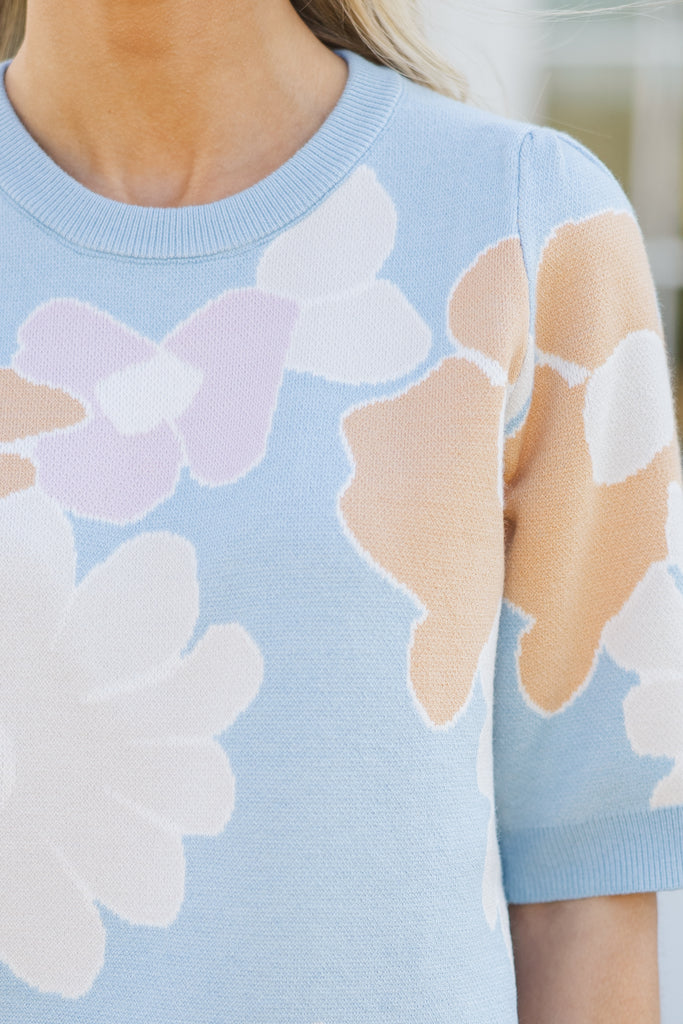 Love You More Light Blue Floral Sweater – Shop the Mint