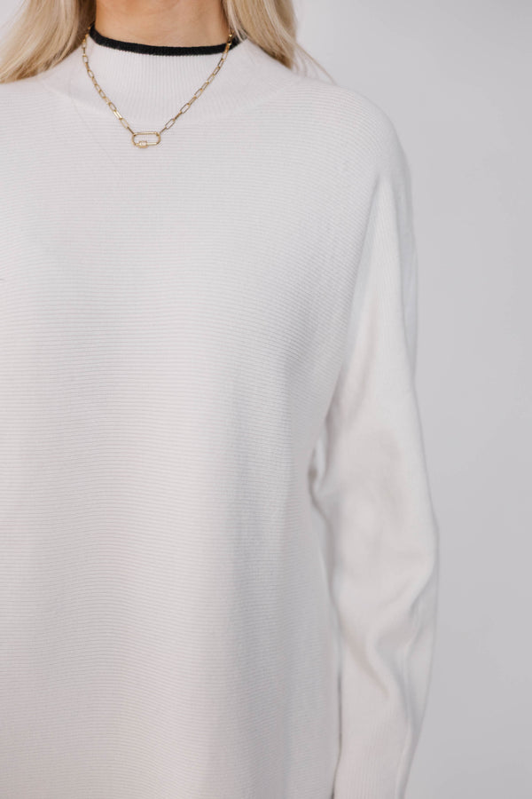 On The Line White Mock Neck Sweater – Shop the Mint