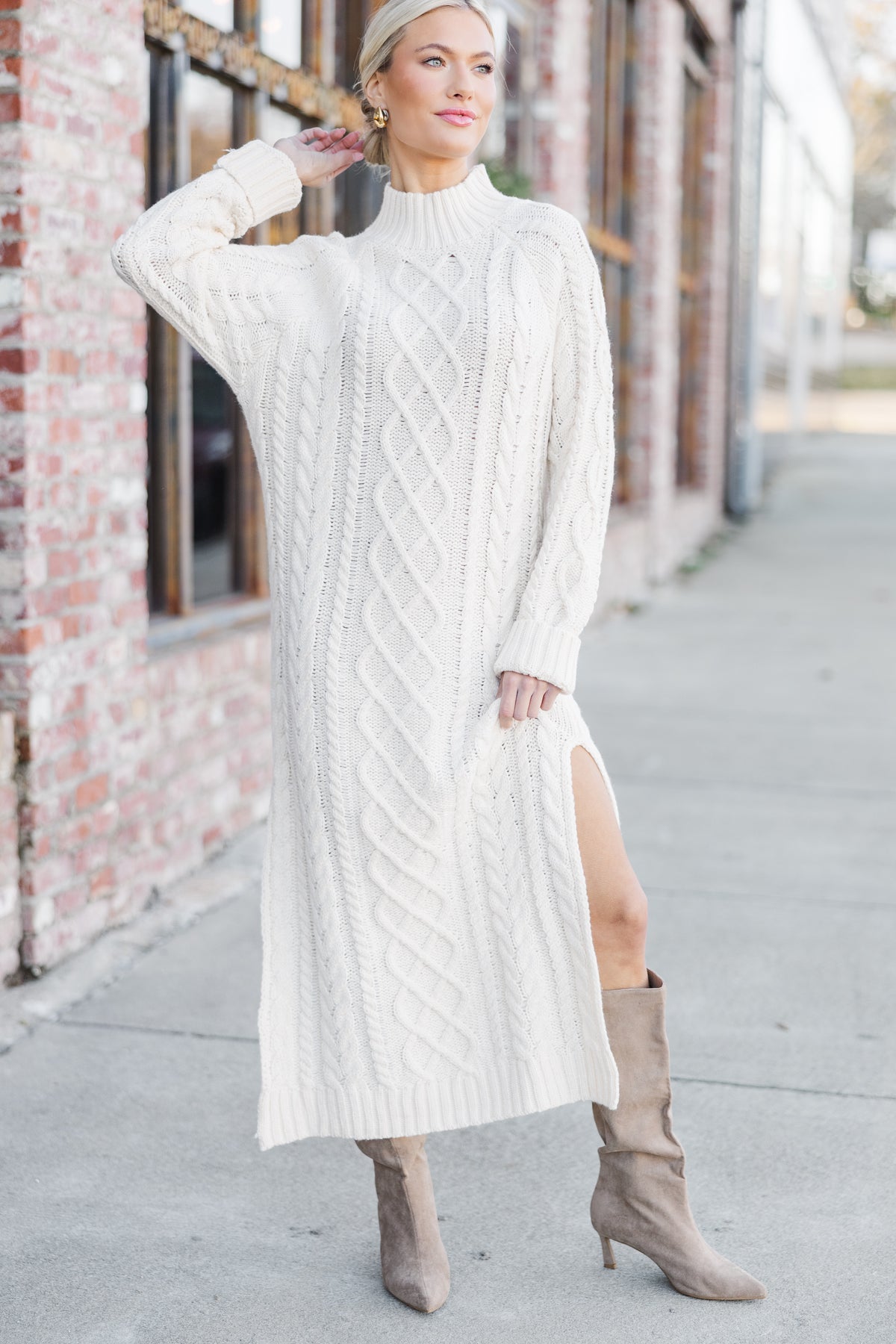 Let It All Go Cream Sweater Midi Dress – Shop the Mint
