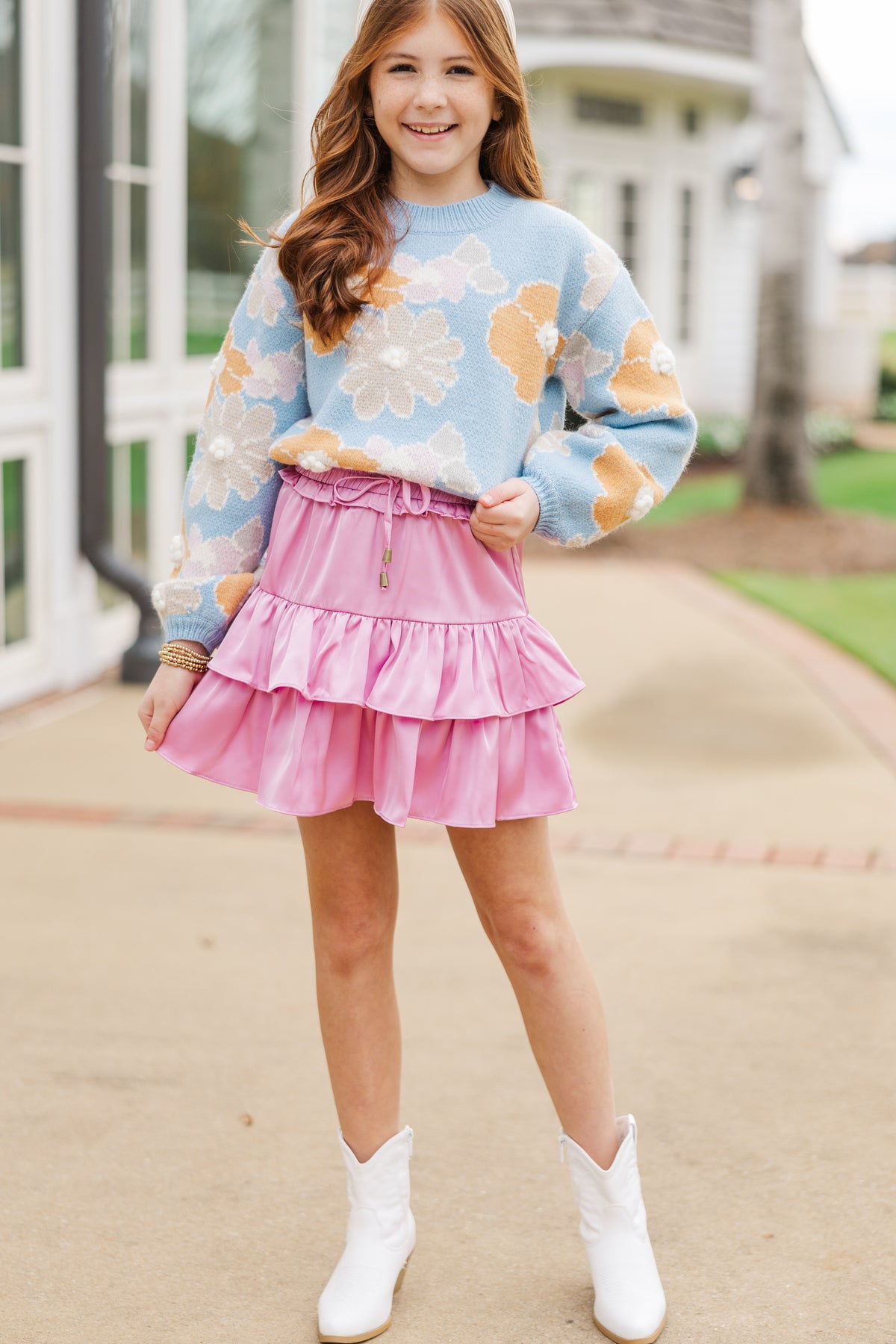 Girls: Easy To Love Blue Floral Sweater – Shop the Mint