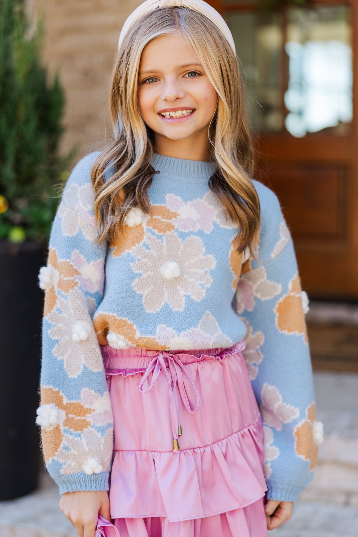 Girls: Easy To Love Blue Floral Sweater – Shop the Mint