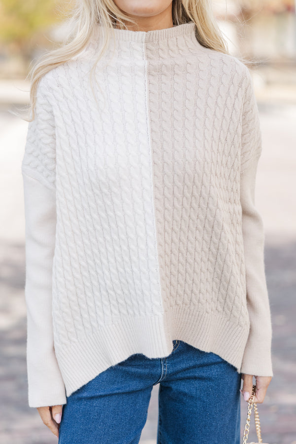 All In A Moment Oatmeal Brown Colorblock Sweater – Shop the Mint