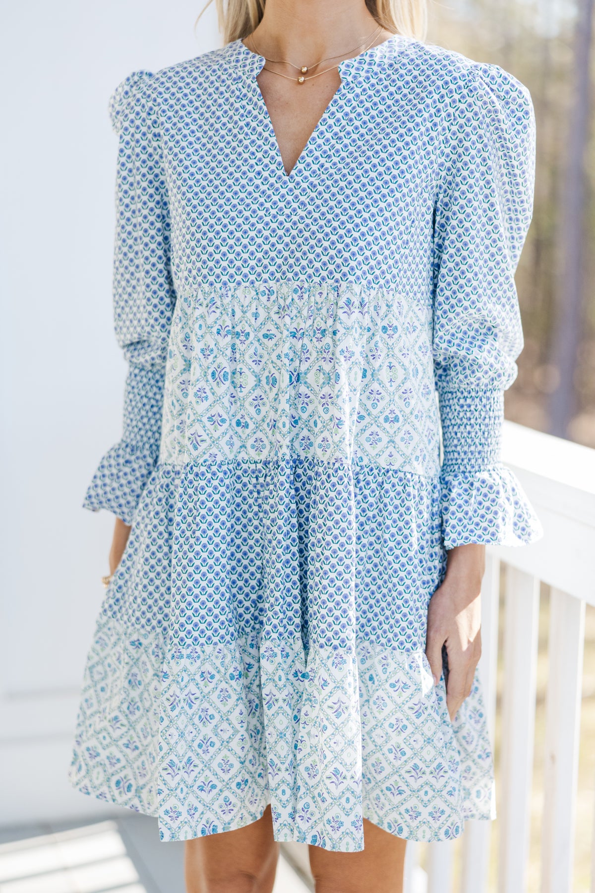 In Your Happy Place Blue Mixed Print Dress – Shop the Mint
